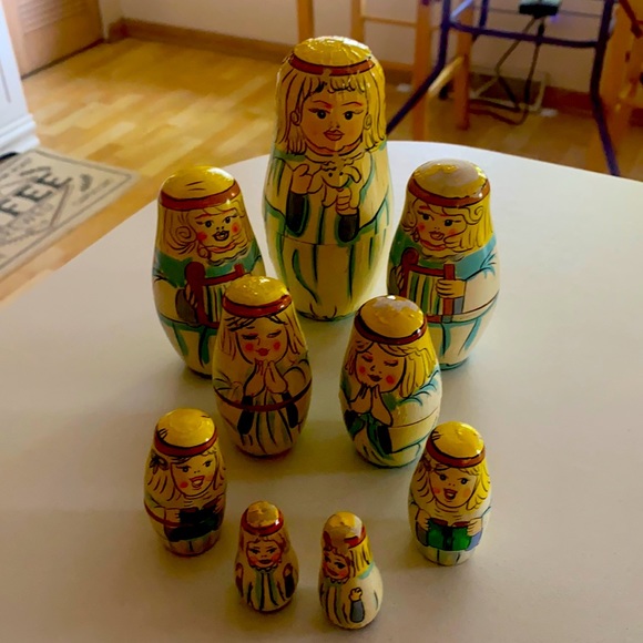 nesting angels | Design | Nine Piece Nesting Wood Angels | Poshmark